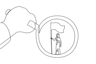 Continuous one line drawing big hand holding Vector Image