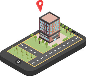 Red pointer on smartphone map gps navigation Vector Image