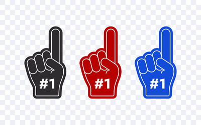 Fan foam fingers set hand with raising Royalty Free Vector