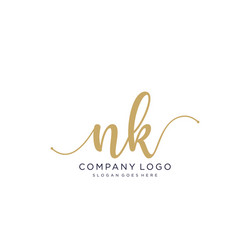 Nk initial handwriting logo design Royalty Free Vector Image