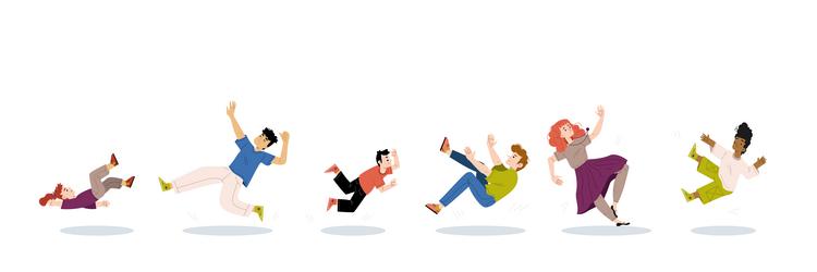Falling down people set male characters Royalty Free Vector