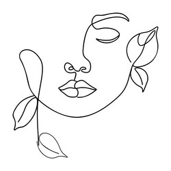 Modern line art face Royalty Free Vector Image