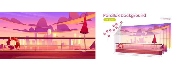 Cartoon city sunset vibrant game background set Vector Image