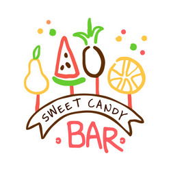 Sweet candy shop logo colorful hand drawn label Vector Image
