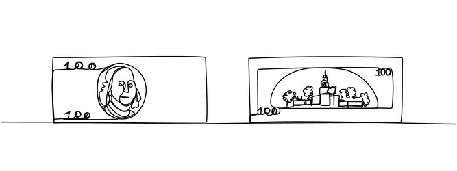 100 dollar bill old style on both sides one line Vector Image