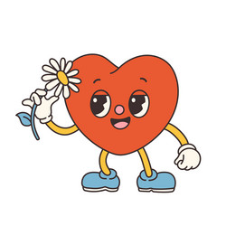 Trendy groovy valentines day retro Royalty Free Vector Image