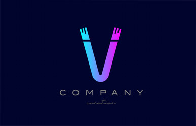 Pink letter v logo alphabet icon with line block Vector Image