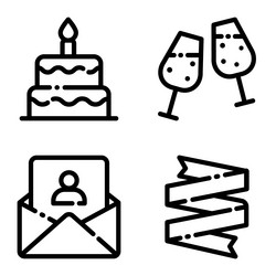 Celebration flat icon set isolated on white Vector Image