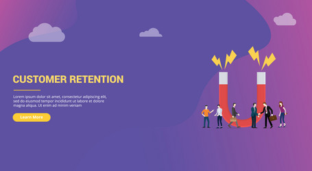 Customer retention banner with people and magnet Vector Image
