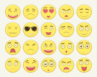 Set of cute smiley emoticons emoji Royalty Free Vector Image