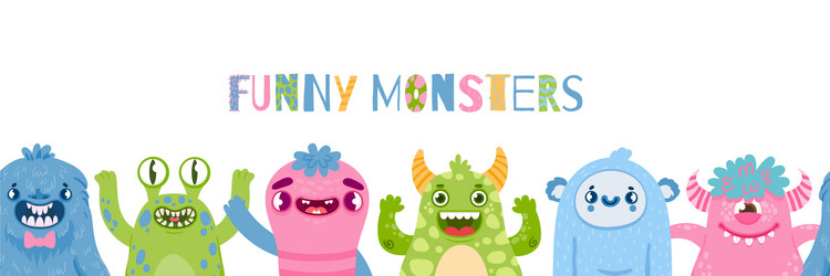 Cartoon monster cute happy monsters halloween Vector Image