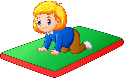 Little girl lying on the mats Royalty Free Vector Image