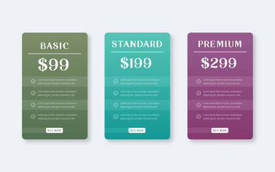 Modern pricing table design with colorful Vector Image