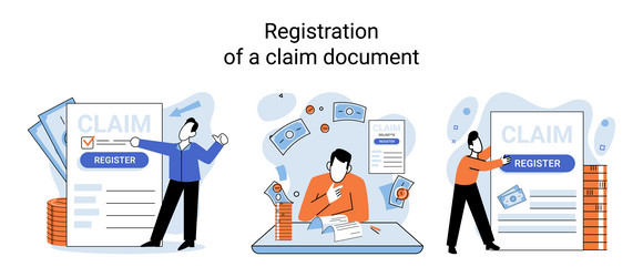 Registration of claim form register document Vector Image
