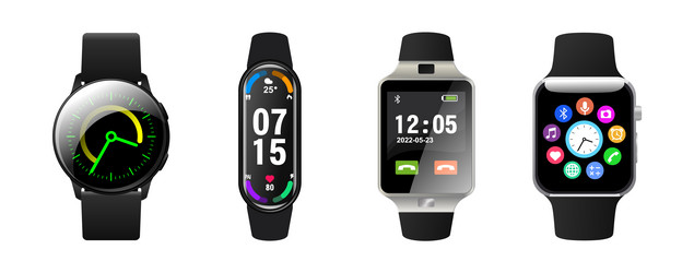 Smart watch set with different applications Vector Image