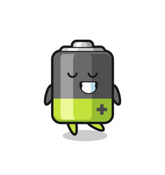 Happy battery cartoon with running pose Royalty Free Vector