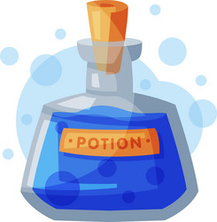 Potion bottle glass transparent flask with blue Vector Image