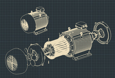 Electric motor blueprints Royalty Free Vector Image