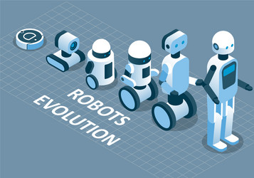 Robots evolution androids digital metal Royalty Free Vector