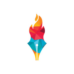 Fire pen logo design concept Royalty Free Vector Image