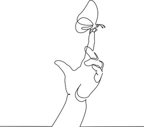 Hand with butterfly on finger line art drawing Vector Image