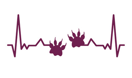Heartbeat with dog paws print Royalty Free Vector Image