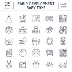 Early development baby toys flat line icons play Vector Image