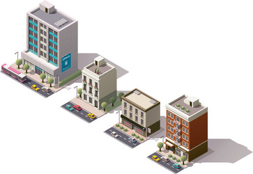 Isometric pictures of municipal buildings Vector Image