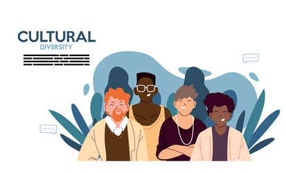 Men cartoons cultural diversity with leaves Vector Image