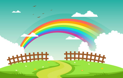 Winding road rainbow nature landscape scenery Vector Image