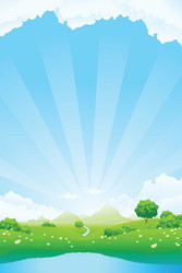 Green landscape with trees Royalty Free Vector Image