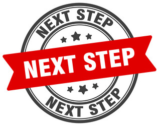 Next step stamp label on transparent Royalty Free Vector