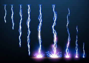 Lightning animation with sparks electricity Vector Image