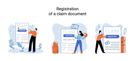 Registration of claim form register document Vector Image