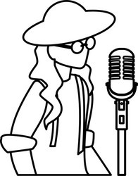 Singer with microphone character Royalty Free Vector Image