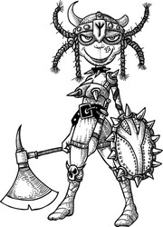 Cartoon image of female viking Royalty Free Vector Image