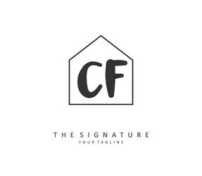 Cf initial letter handwriting and signature logo Vector Image