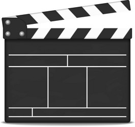 Clapper board with play button Royalty Free Vector Image