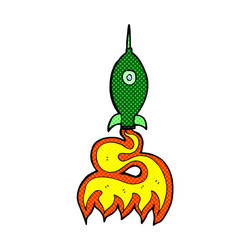 Comic cartoon space rocket Royalty Free Vector Image