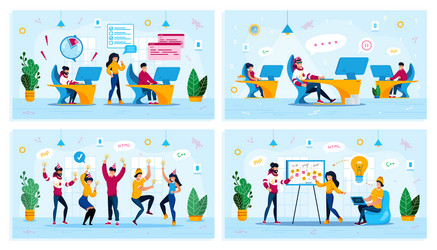 Team solving problems teamwork and partnership Vector Image