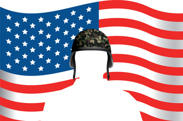 United state flag with military helmet Royalty Free Vector