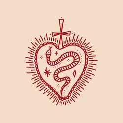 Magic snake with moon and stars clipart mystical Vector Image