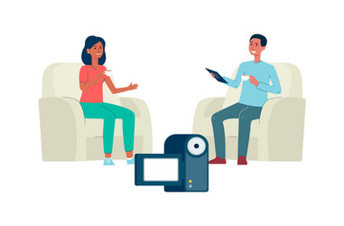 Interview two people talking sit in armchairs Vector Image
