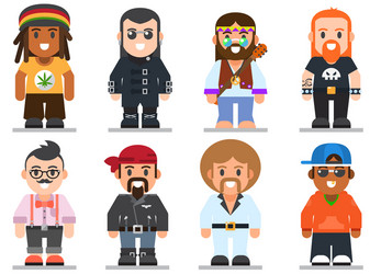 Different subcultures man and woman in flat style Vector Image