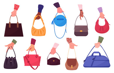 Female hand hold bag fashionable leather Vector Image