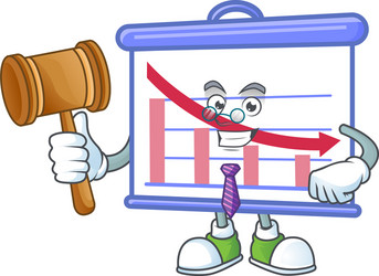 Judge white board cartoon on background Royalty Free Vector