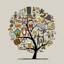 Beer tree sketch for your design Royalty Free Vector Image