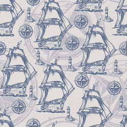 Ship items colorful seamless pattern Royalty Free Vector