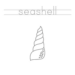 Trace the letters and color cartoon seashell Vector Image