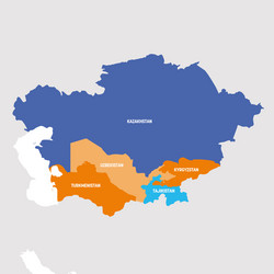 Central asia region map of countries in Royalty Free Vector